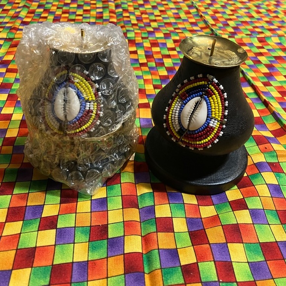 Accents | Beaded African Festive Candle Holder Set Of 2 | Poshmark